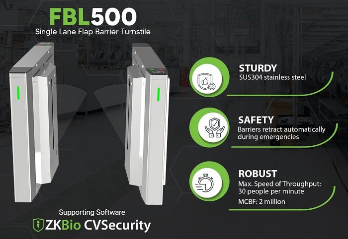 Single Lane Flap Barrier Price in BD - ZKTeco FBL500